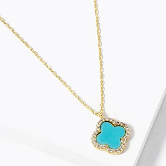 Pink Lemonade Jewelry | Jewelry | Turquoise Quatrefoil Outlined In Cz ...
